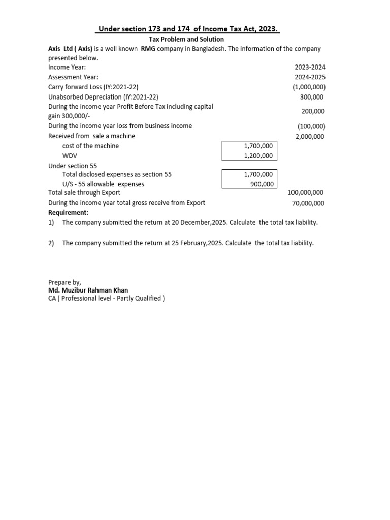 Under Section 173 and 174 of Income Tax Act 2023 1727110079 | PDF