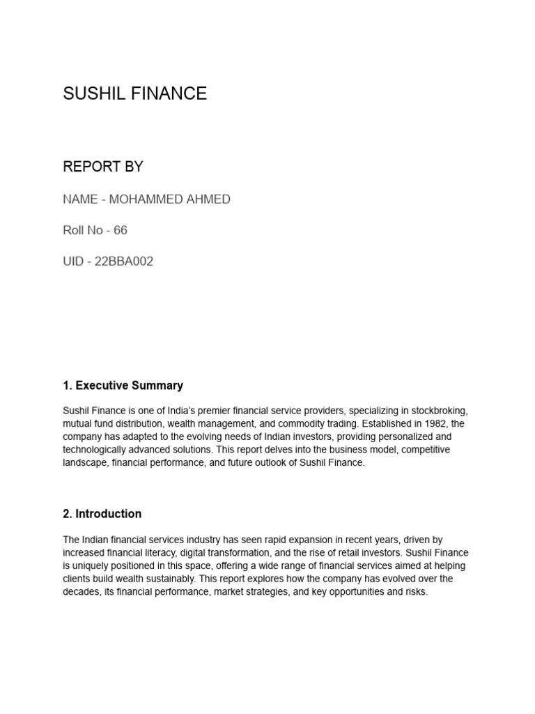 Sushil Finance | PDF