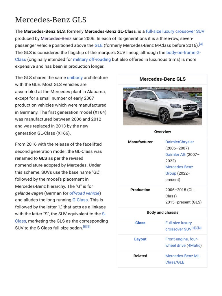 Mercedes-Benz GLS - Wikipedia | PDF