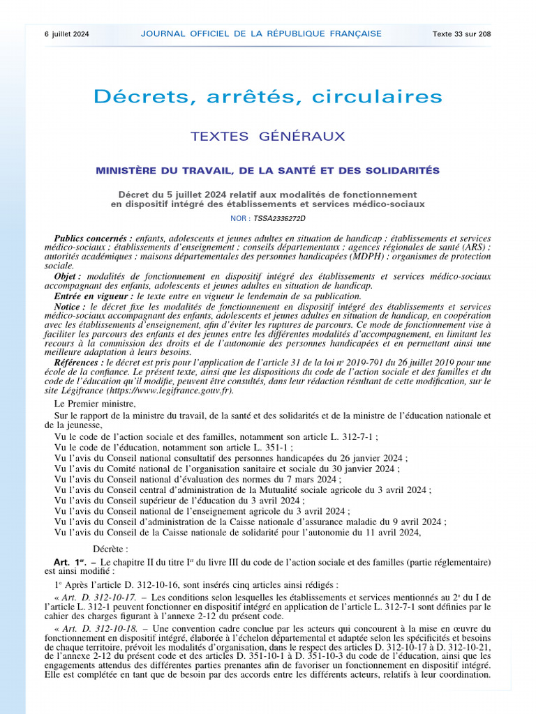 D Cret Dispositif Int GR Des ESMS 1720266993 | PDF