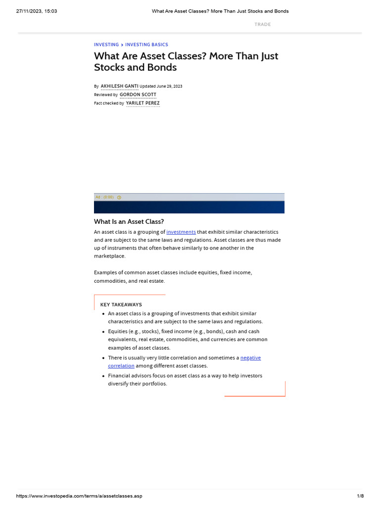 Overview of Asset Classes | PDF