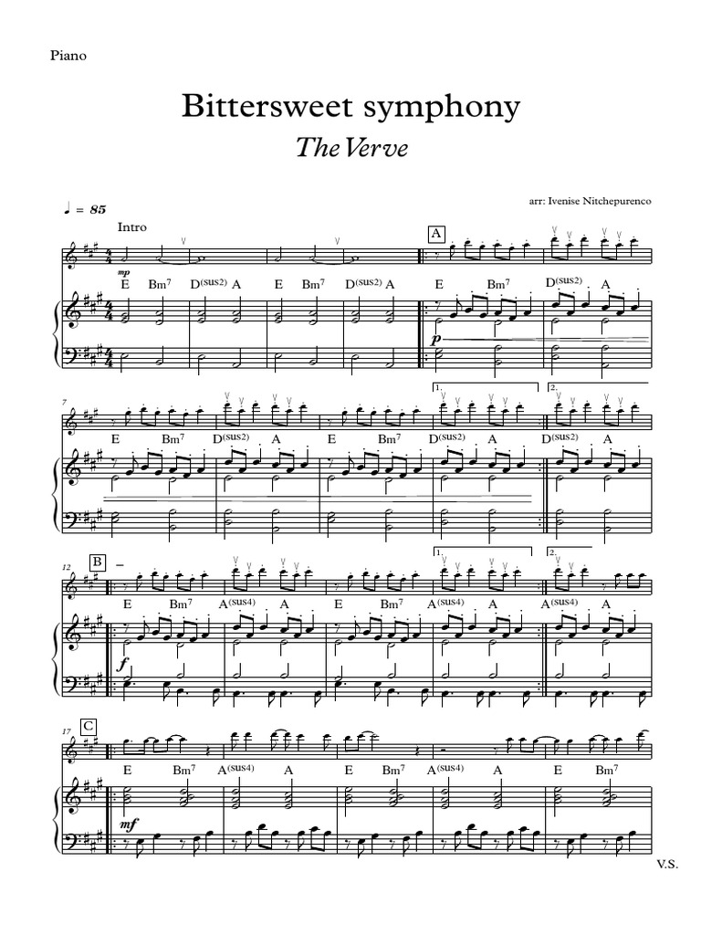 Bittersweet Symphony - Piano | PDF