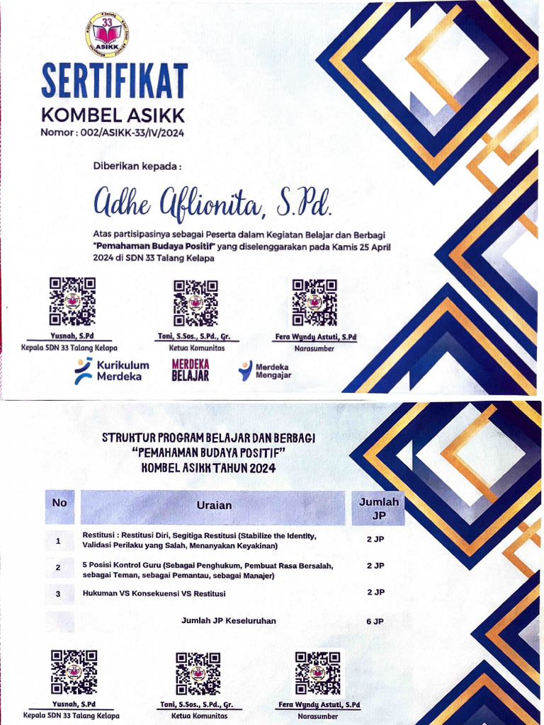 Sertifikat Kombel 2 Adhe | PDF