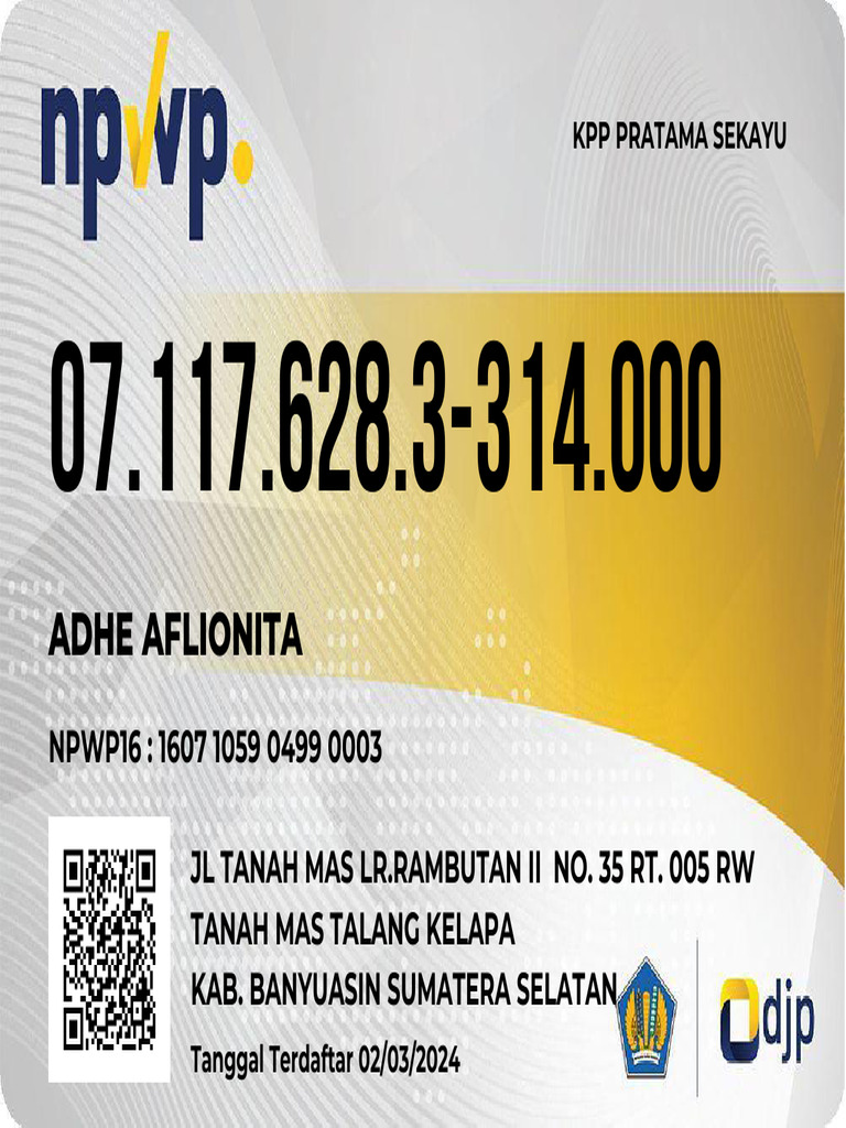 NPWP Adhe Aflionita | PDF