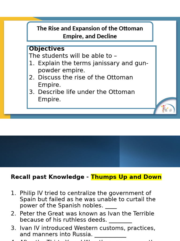 Grade 11 the Rise and Expansion of the Ottoman Empire (1) | PDF