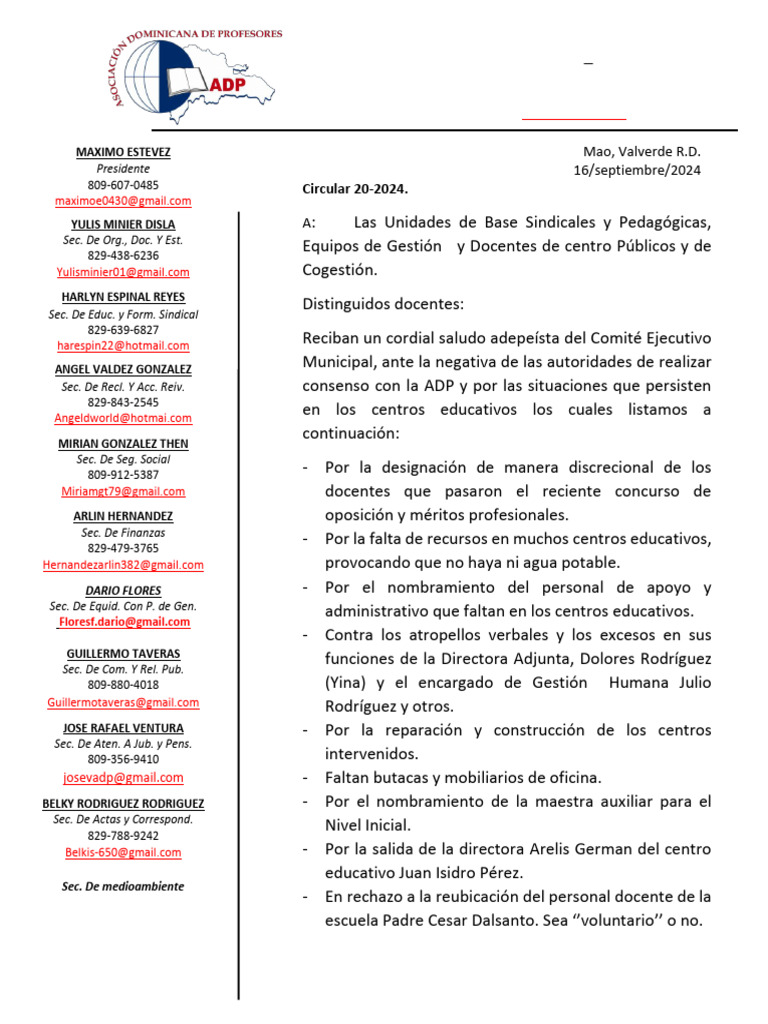 Circular 20 Adp - 2024 | PDF