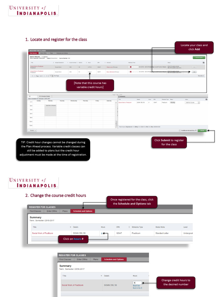 How To Adjust Credit Hours For A Variable Credit Class | PDF