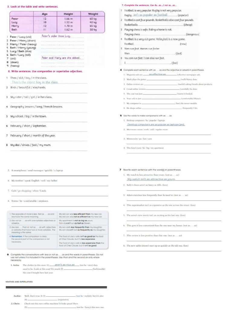 Comparatives Superlatives Not As As Less | PDF
