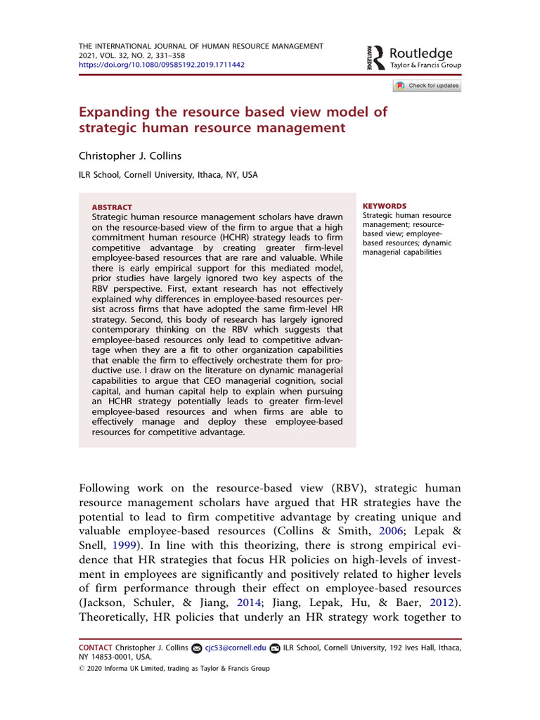 Expanding the resource based view model | PDF