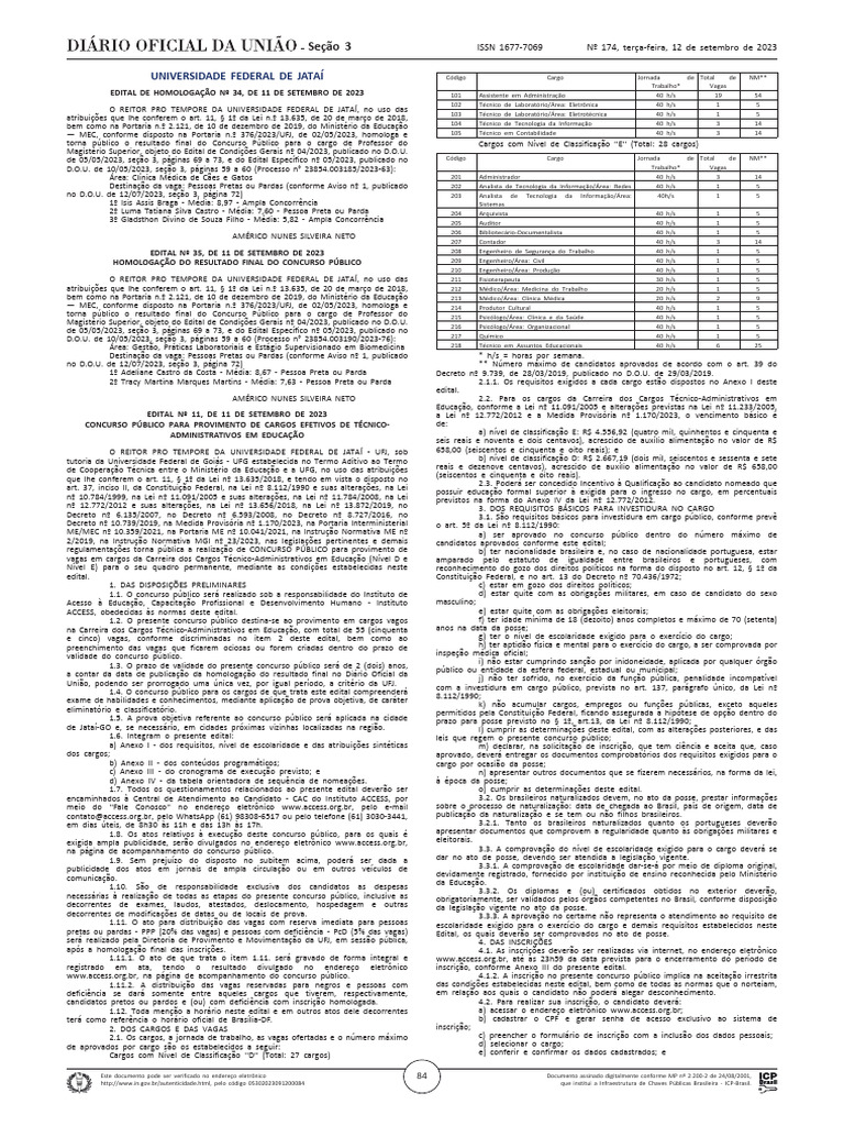 Concurso UFJ Edital Publicado | PDF