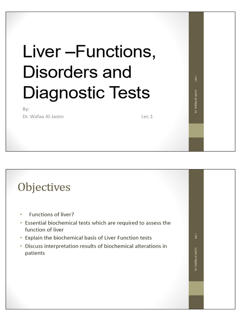 Liver Functions, Disorders and Diagnostic Tests: Objectives | PDF ...