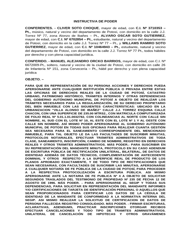 INSTRUCTIVA DE PODER CLIVER | PDF