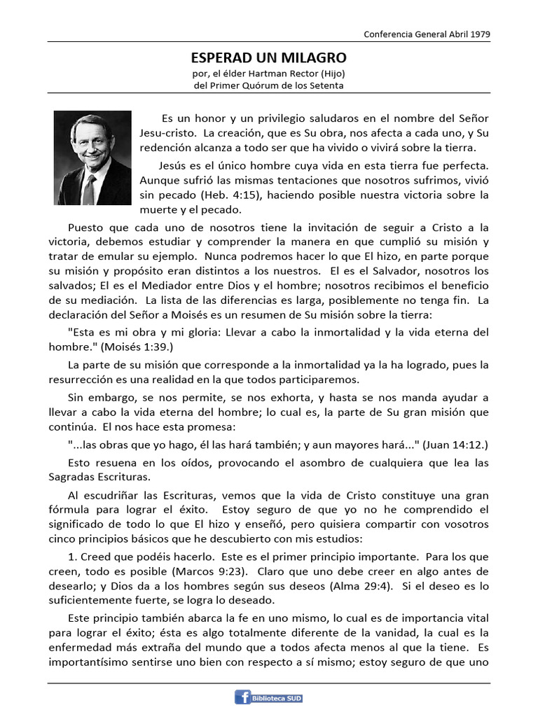 Esperad Un Milagro Hartman Rector | PDF