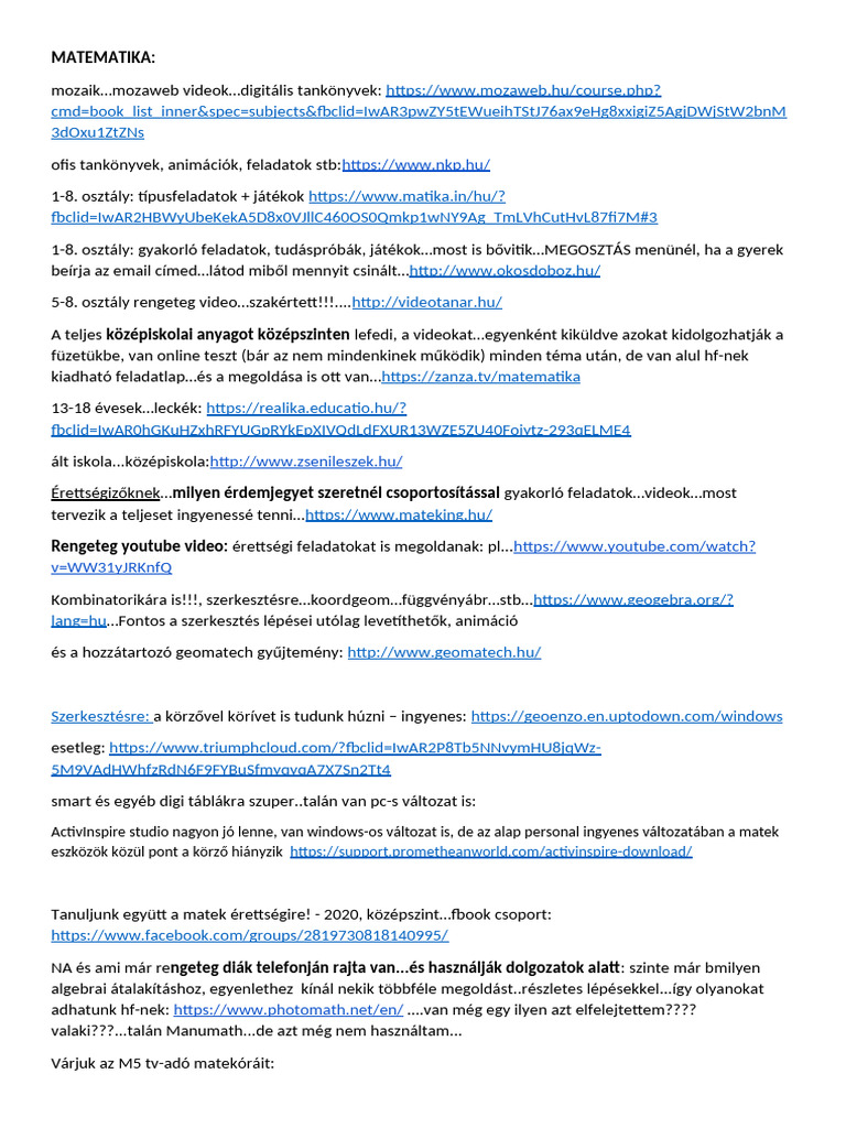 Linkgyujtemeny MATEK | PDF