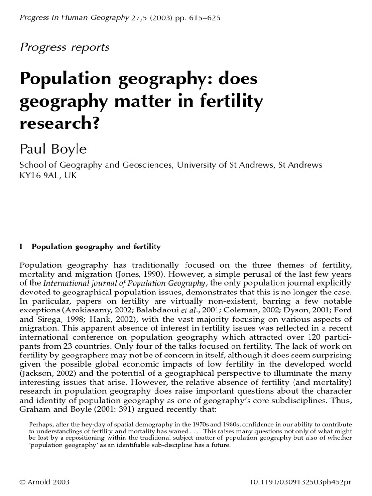 Boyle 2003 Population Geography Does Geography Matter in Fertility ...