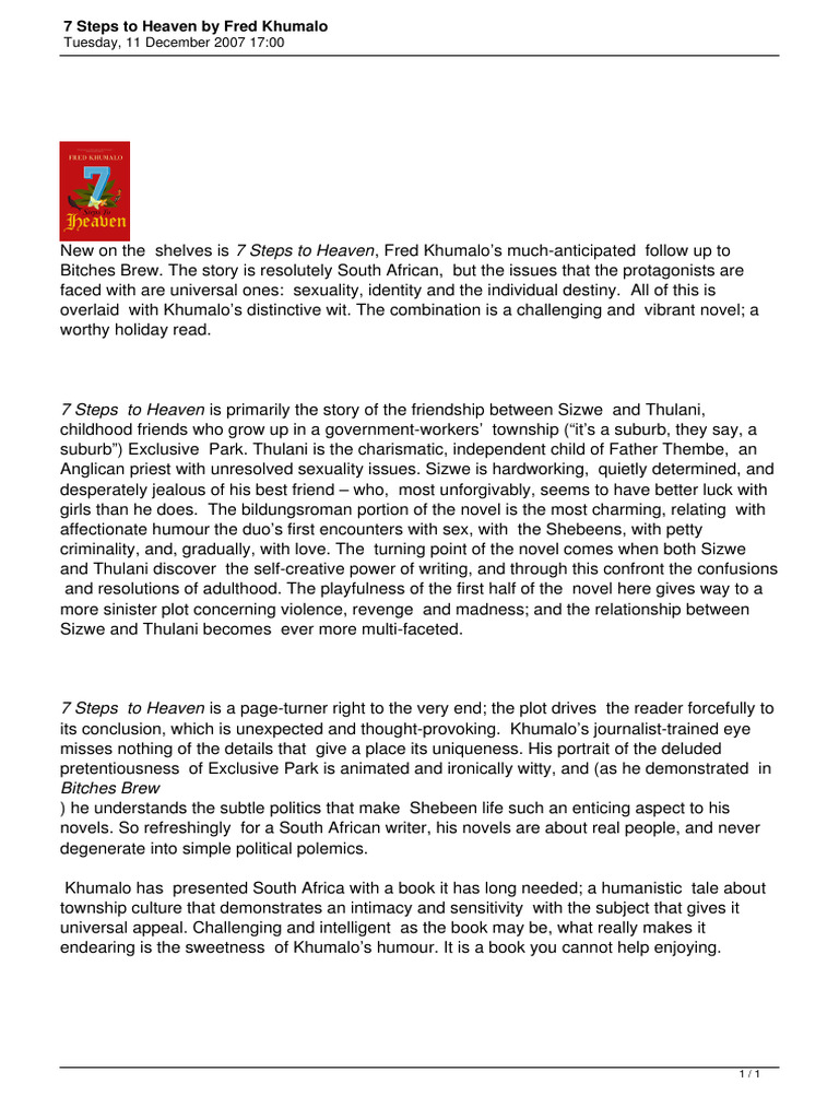 7-steps-to-heaven-by-fred-khumalo | PDF