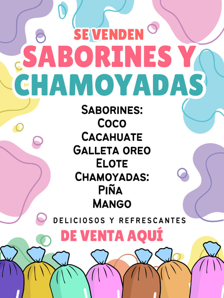 Cartel para Patio Bolis Ilustrado Rosa y Azul | PDF