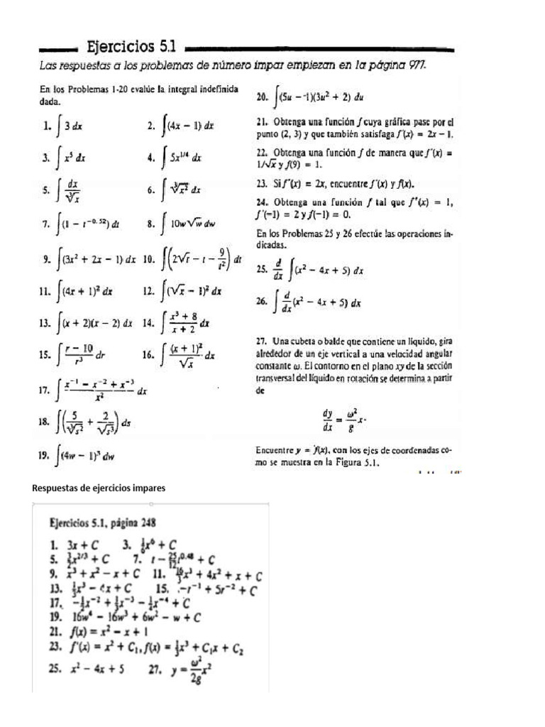 Practica de Integral Indefinida y Sustitucion Por U | PDF