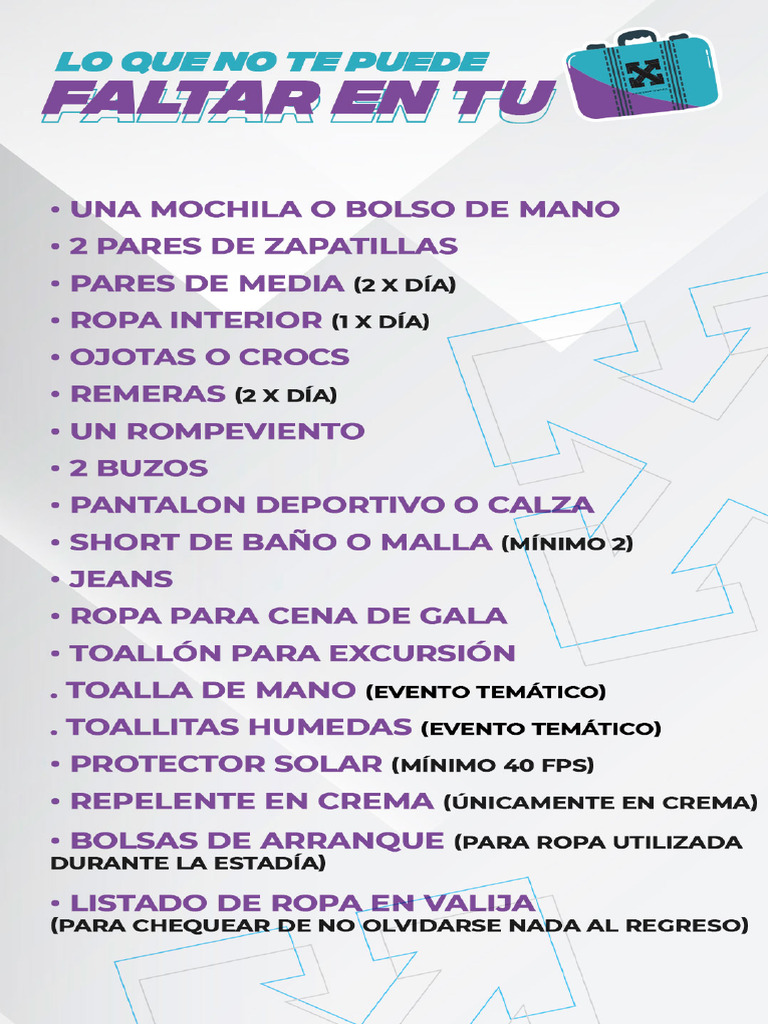 Lo Que No Te Puede Faltar en Tu Valija | PDF