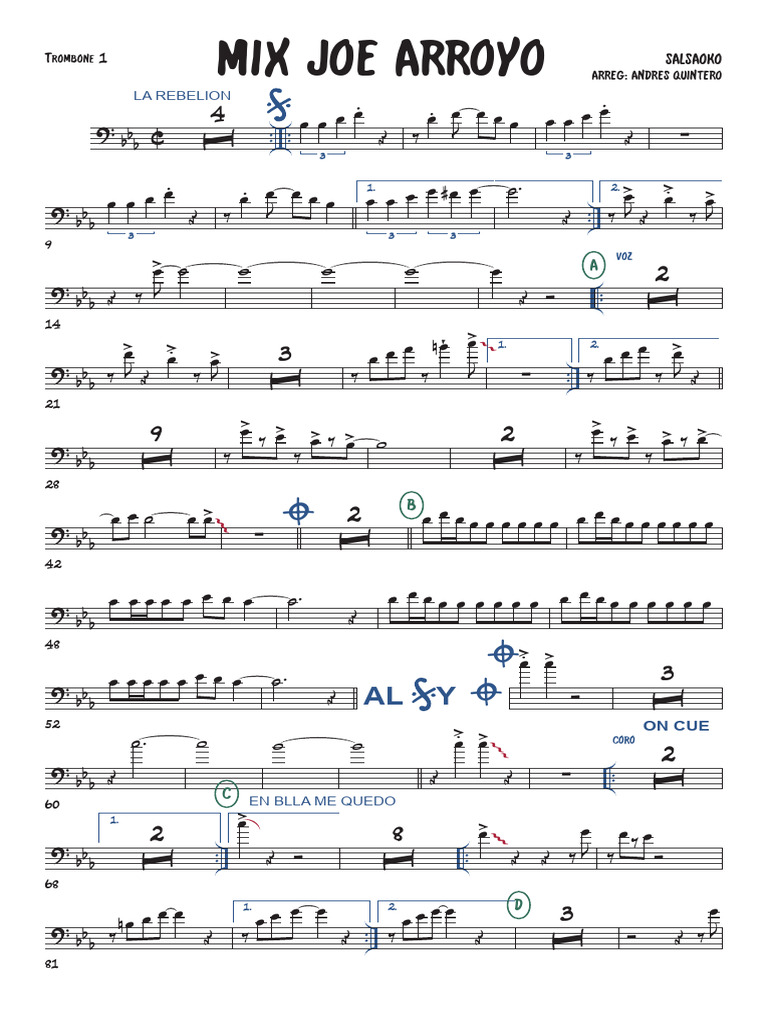 MIX JOE ARROYO - Trombone 1-1 | PDF | Graphemes | Western Calligraphy