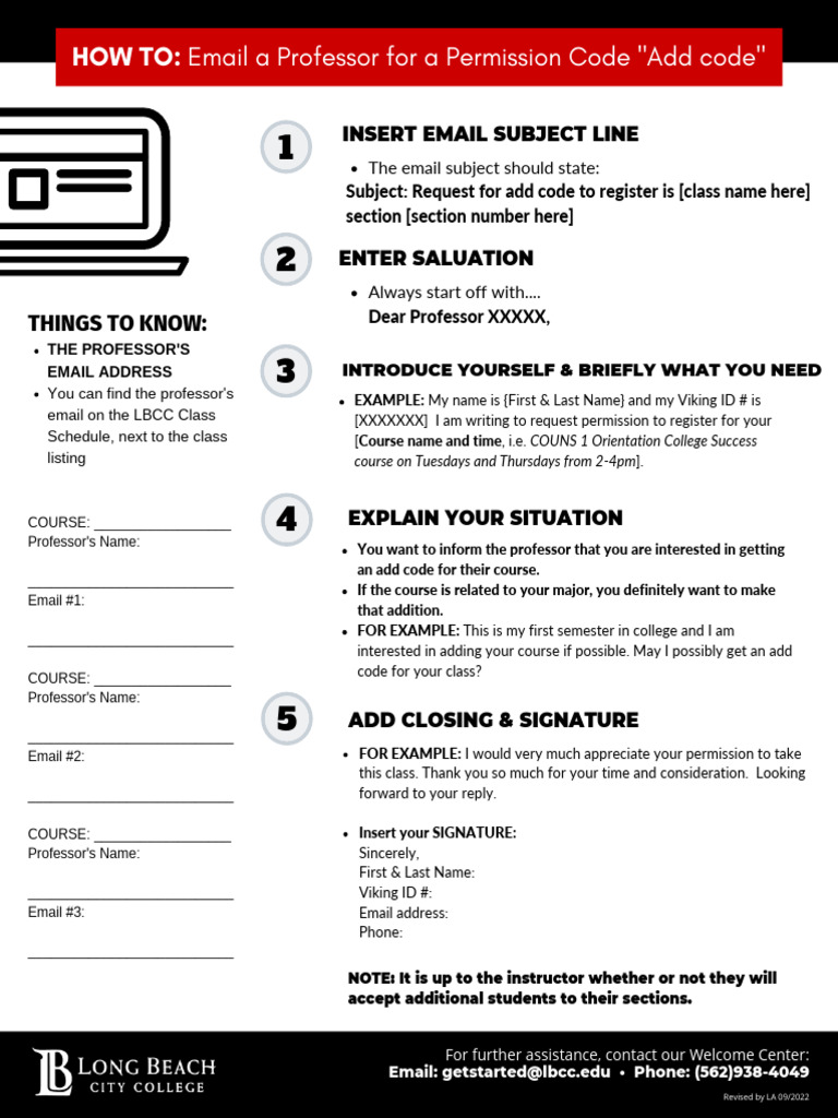 How To Email A Professor For Add Code | PDF