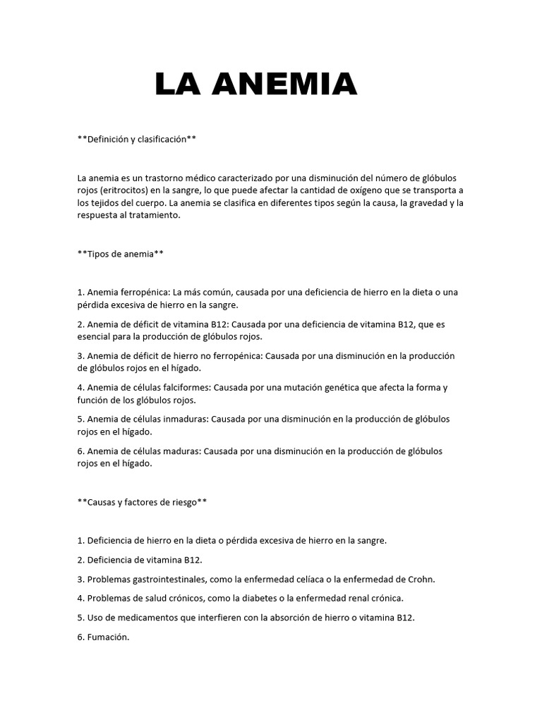 La Anemia | PDF