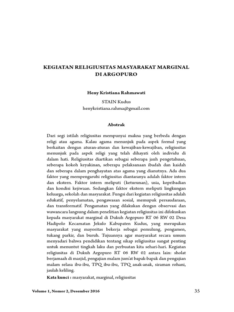 Religiusitas Masyarakat Marginal Argopuro | PDF