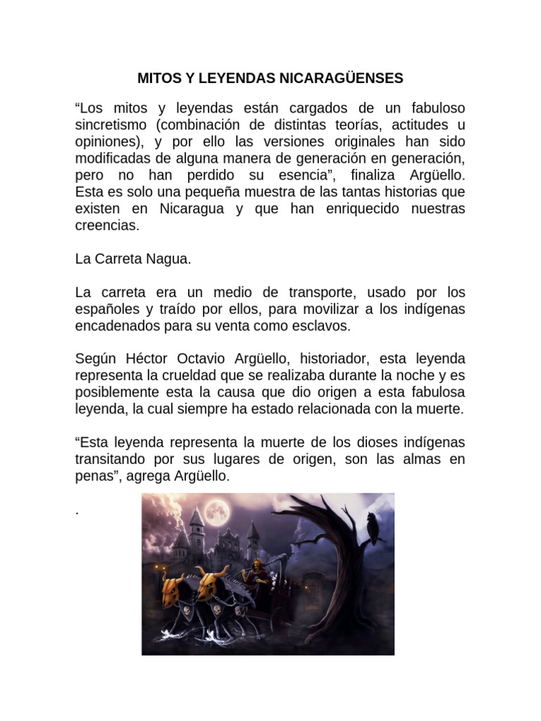 MITOS Y LEYENDAS NICARAGÜENSES | PDF