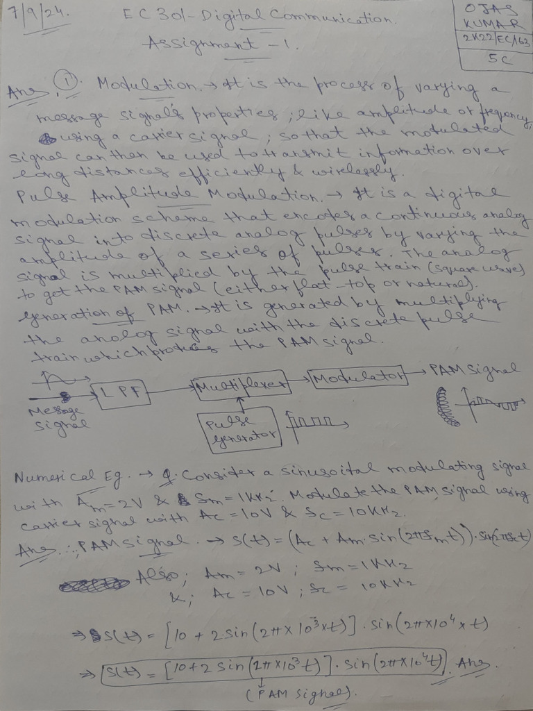 DC - Assignment - 1 (2K22-EC-163) | PDF