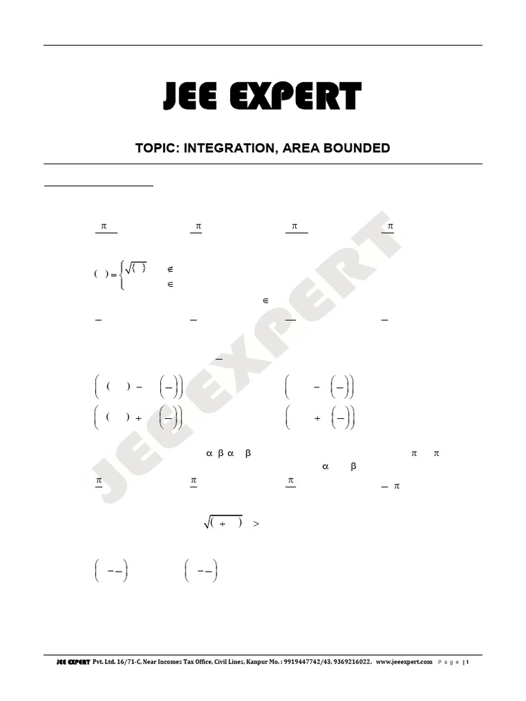 Integration and Area Bounded Practice | PDF | Function (Mathematics ...