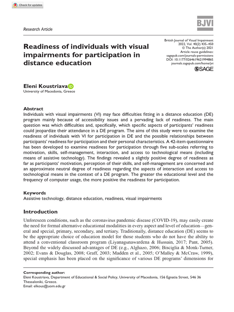 Koustriava 2021 Readiness of Individuals With Visual Impairments For ...