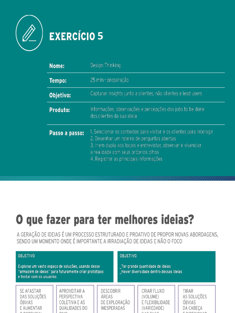 Aula 11 2 Material Complementar Exercicio 5 e 6 Design Thinking e Brainstorming | PDF