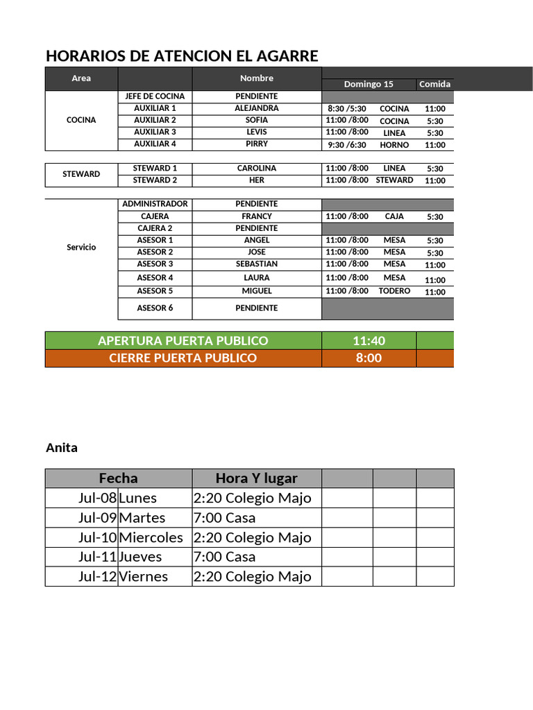 Horarios Junio 2024 | PDF