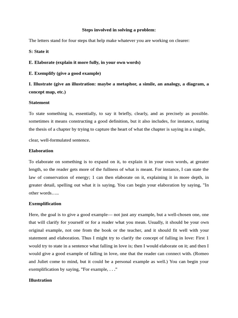 Steps involved in solving a problem | PDF