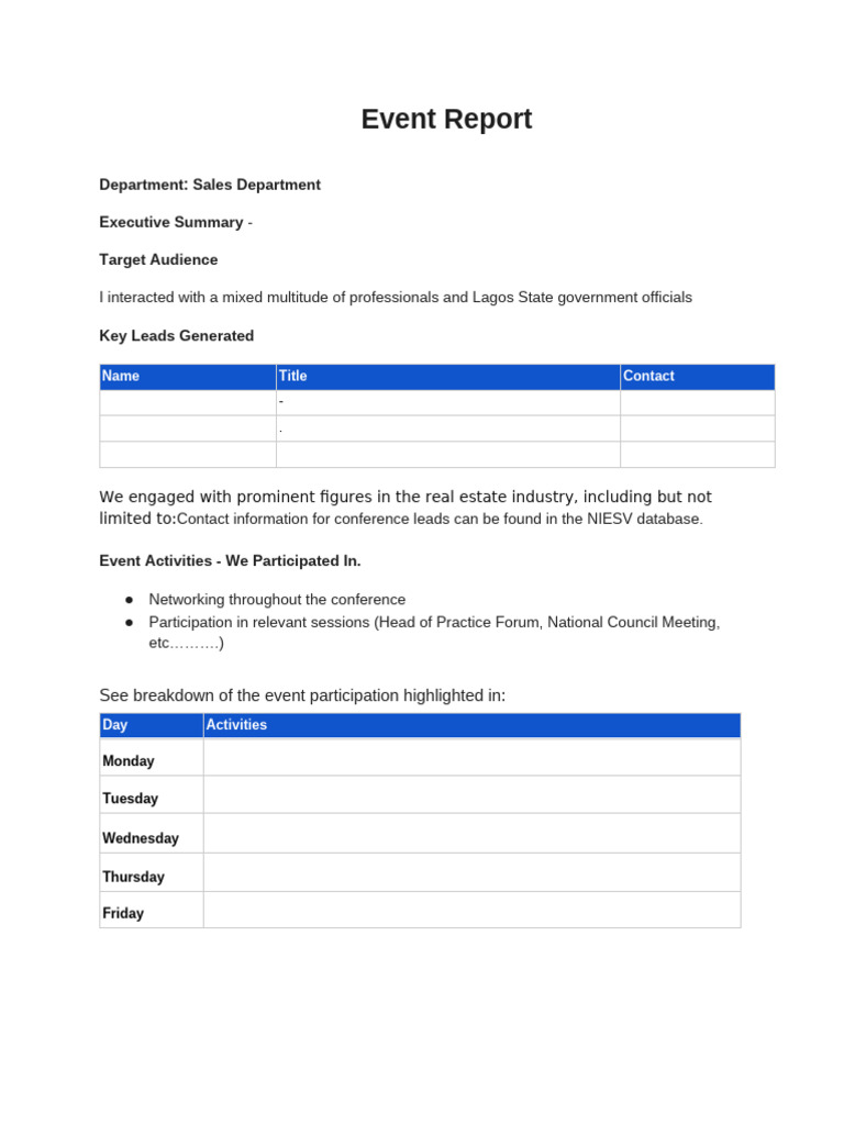Tdel Event Report Template v1!24!09 13 | PDF