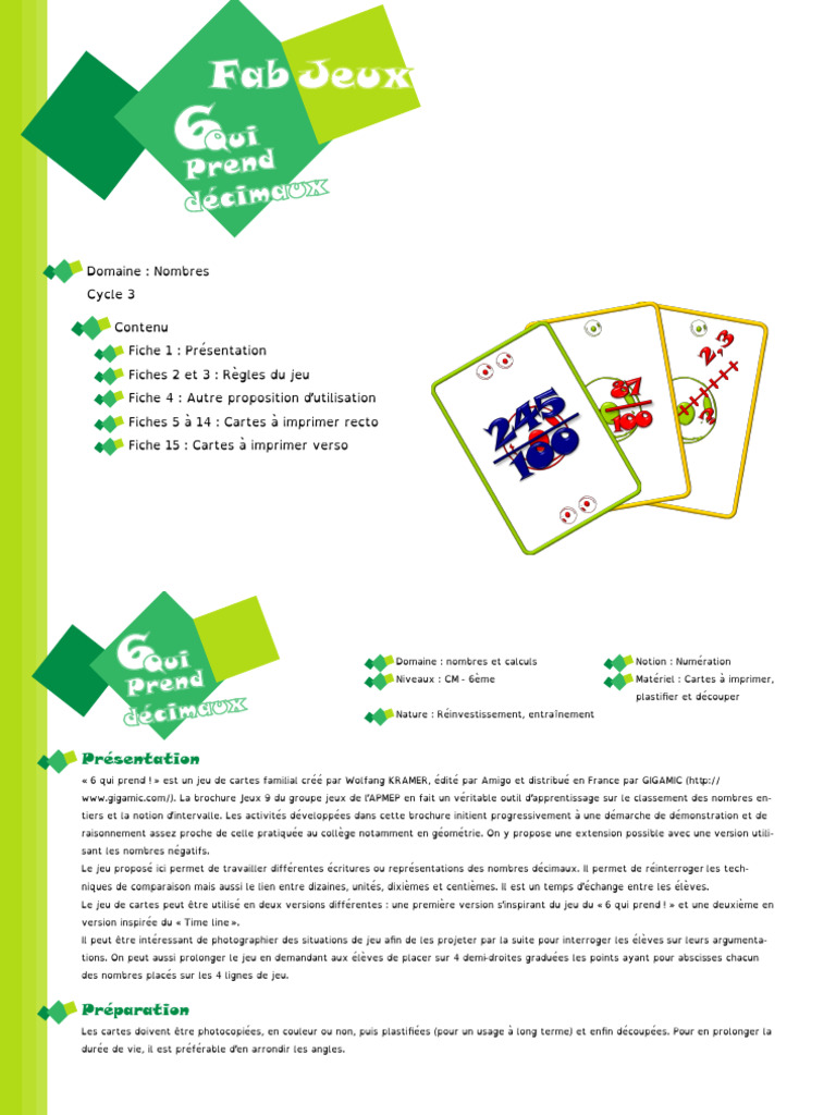 6 Qui Prend Decimaux | PDF