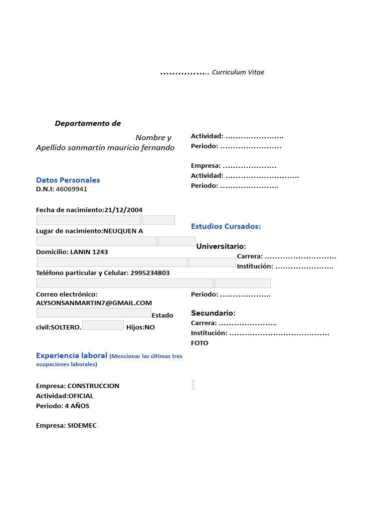 Modelo C.V. - ANB | PDF