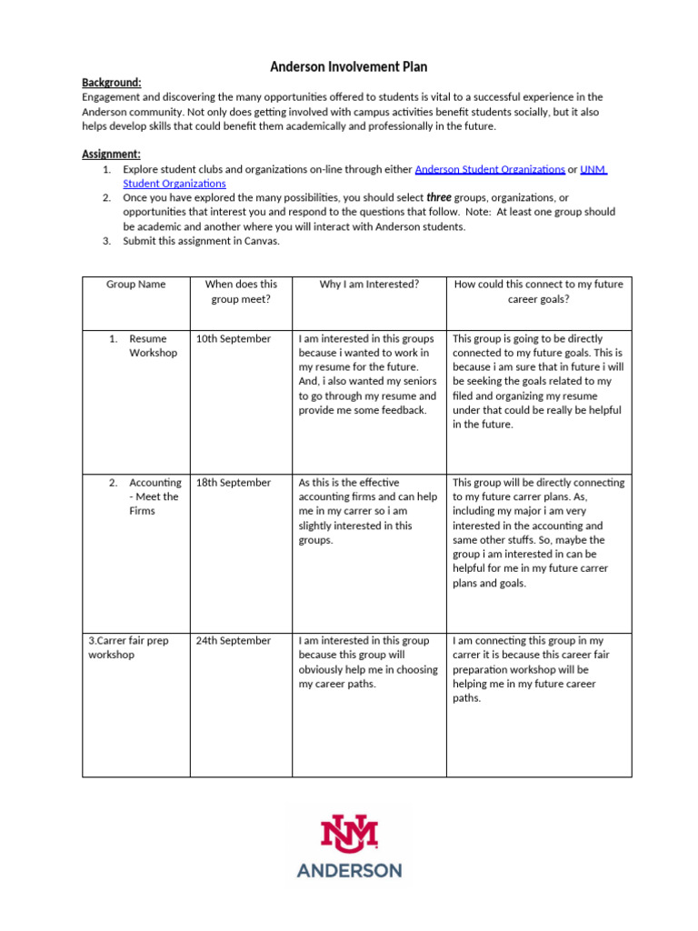 Anderson Involvement Plan | PDF