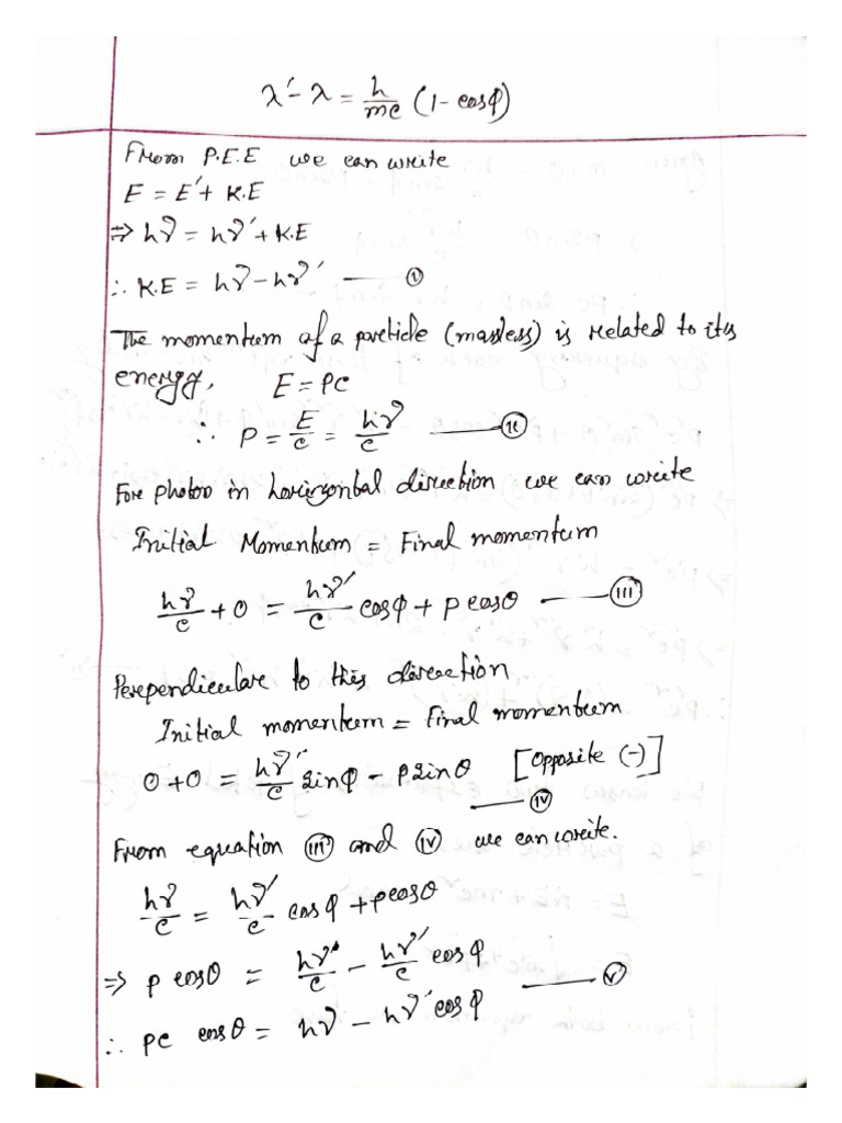 Compton Effect Derivation | PDF