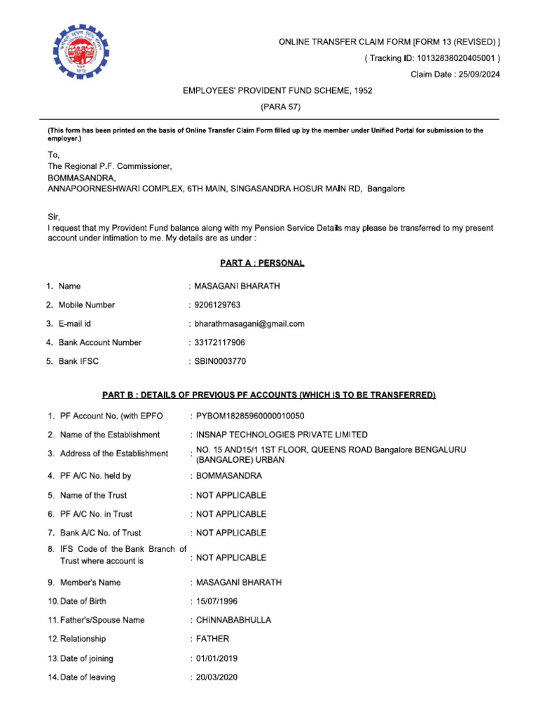 Transfer submitted form | PDF
