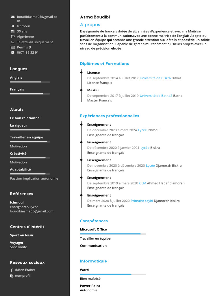CV 2024-05-29 Asma Boudibi | PDF