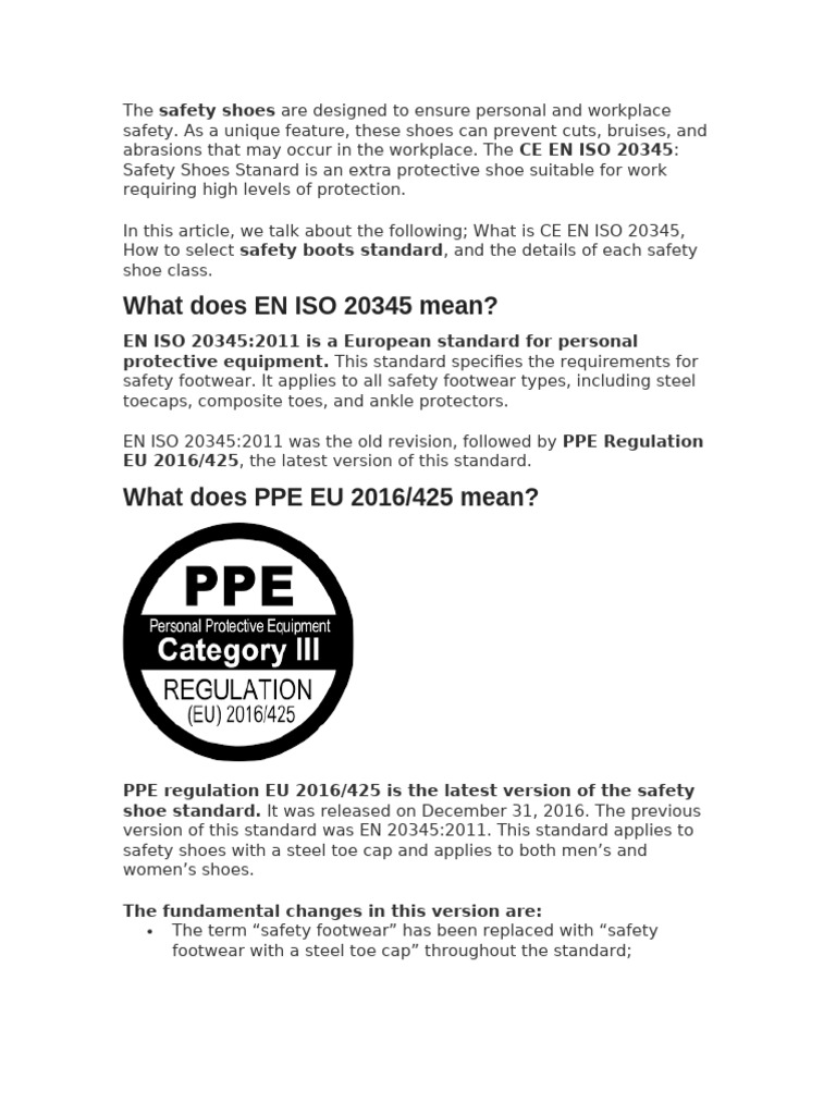 European Standard For Personal Protective Equipment | PDF | Shoe ...