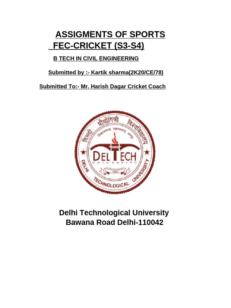 fec cricket assignments | PDF