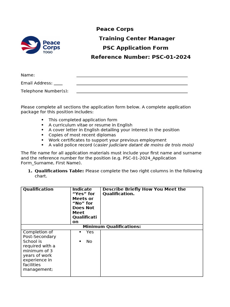 TCM Application and Qualifications Form | PDF