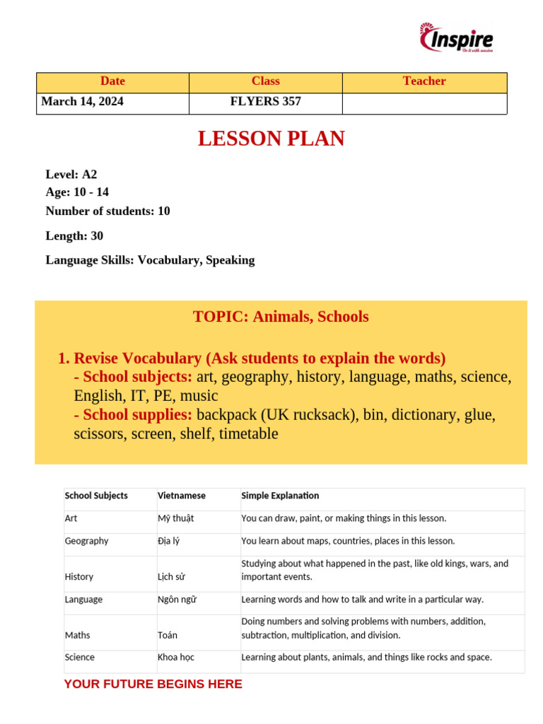 14.3 Lesson Plan FLYERS 357 | PDF