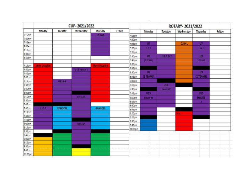Practice Schedule 2021-2022 | PDF