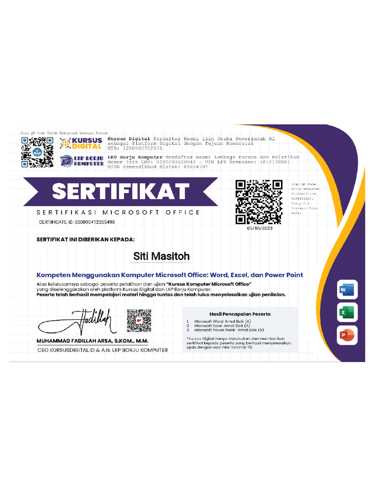 sertifikat komputer | PDF