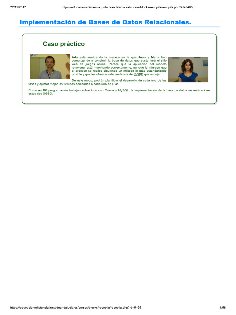 Implantación de Bases de Datos Relacionales | PDF | Bases de datos | Modelo relacional