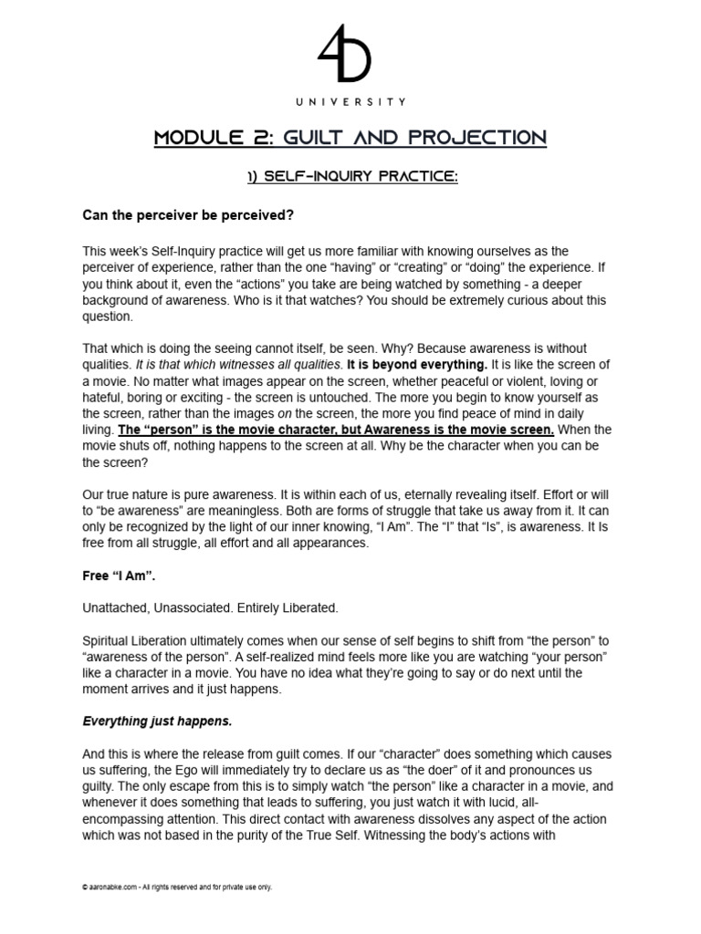 Module 2 Worksheet - Guilt and Projection | PDF