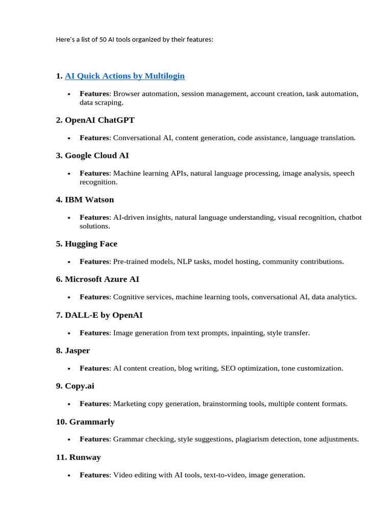 top 50 AI tools | PDF top 50 AI tools | PDF